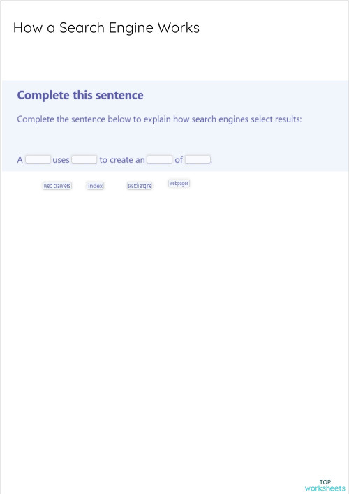 How a Search Engine Works. Interactive worksheet | TopWorksheets