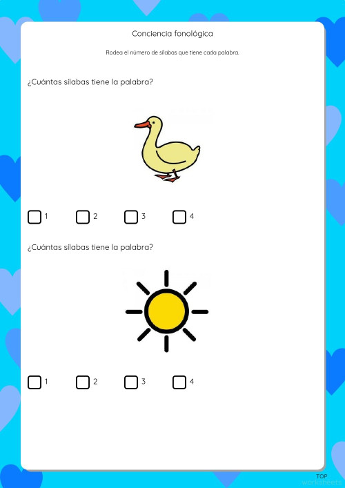 Conciencia fonológica. Ficha interactiva | TopWorksheets