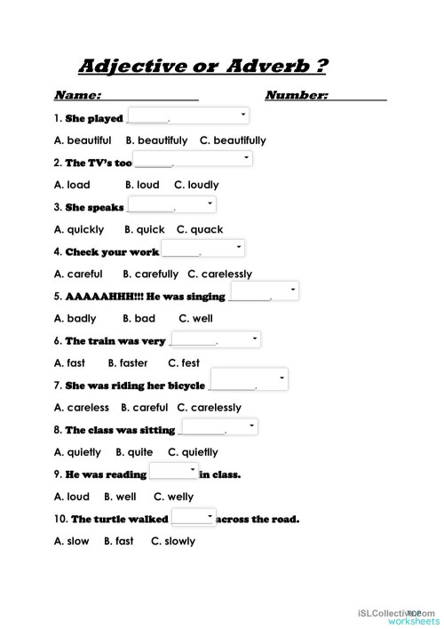 BA - unit 8. adj - adv. Fitxa interactiva | TopWorksheets