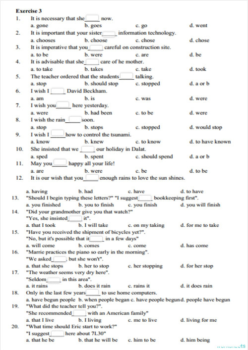 SUBJUNCTIVE 03. Interactive worksheet | TopWorksheets