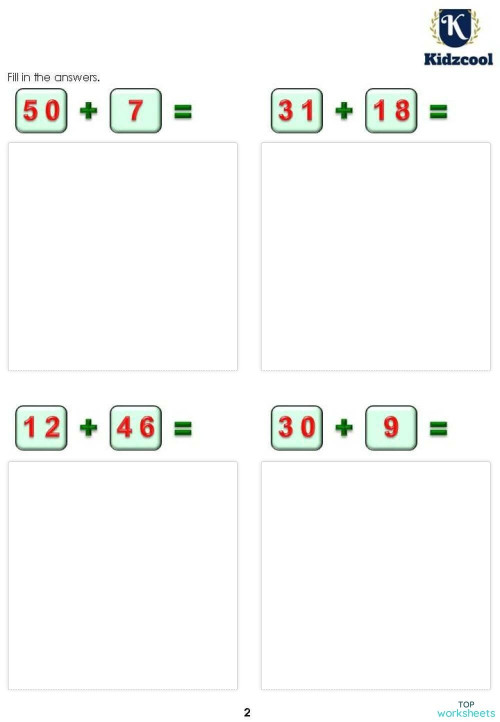 L3 - 2_1 Addition Homework. Interactive worksheet | TopWorksheets