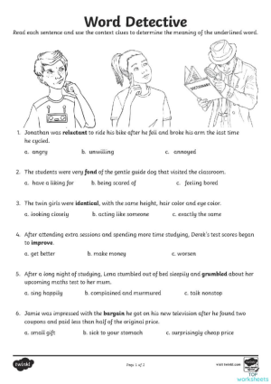 Word Detective. Interactive worksheet | TopWorksheets