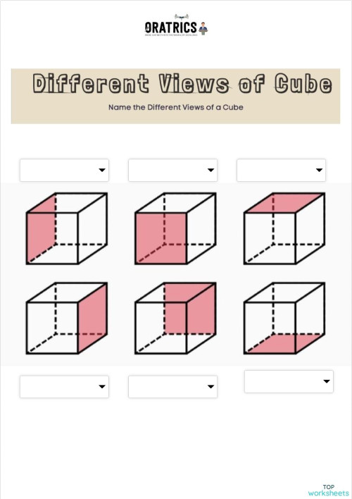 Trace the cube CC. Interactive worksheet | TopWorksheets