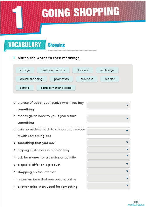 UNIT 1 VOCABULARY. Interactive worksheet | TopWorksheets