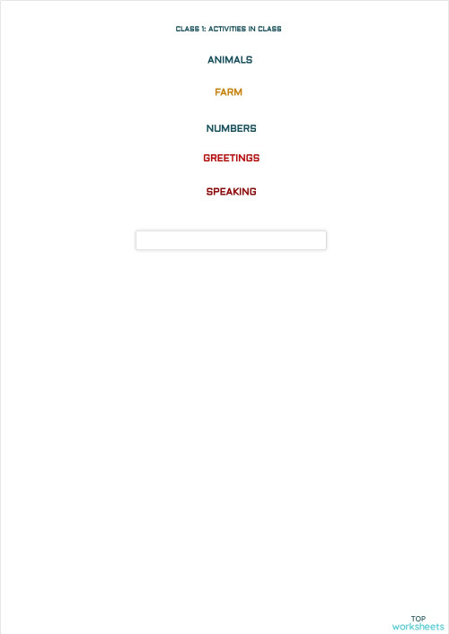 CLASS 1 ACTIVITIES. Interactive worksheet | TopWorksheets