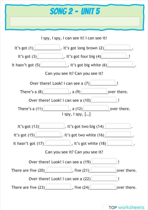 2º song 2 - unit 5. Interactive worksheet | TopWorksheets