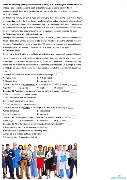 READING MULTIPLE CHOICE 15. Interactive worksheet | TopWorksheets