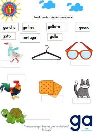 palabras con ga. Ficha interactiva | TopWorksheets