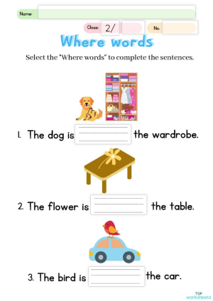 4 where words. Interactive worksheet | TopWorksheets