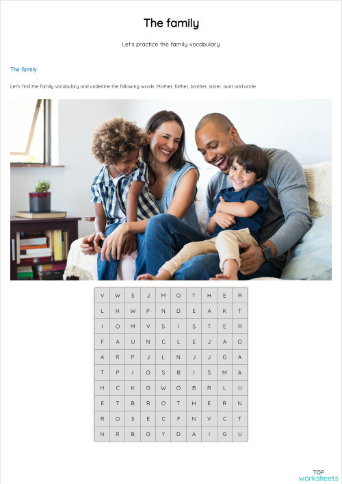 The family. Interactive worksheet | TopWorksheets