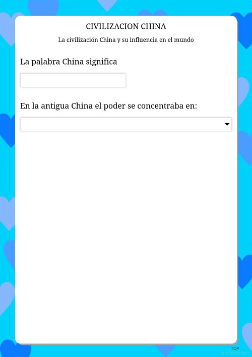 CIVILIZACION CHINA. Ficha interactiva | TopWorksheets
