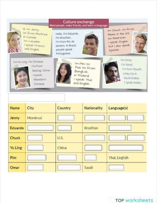 CULTURE EXCHANGE. Interactive worksheet | TopWorksheets