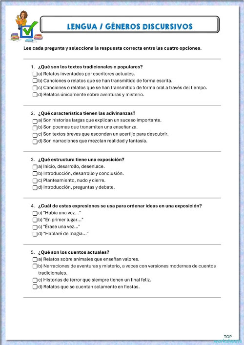Géneros discursivos I. Ficha interactiva | TopWorksheets
