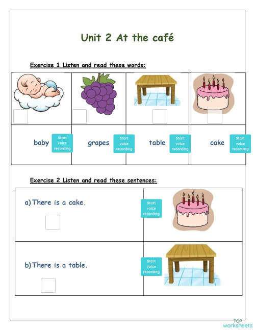 G2 Phonic - Read aloud Unit 2 At the café. Interactive worksheet ...