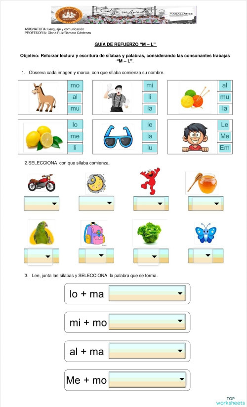 Leer oraciones. Ficha interactiva | TopWorksheets