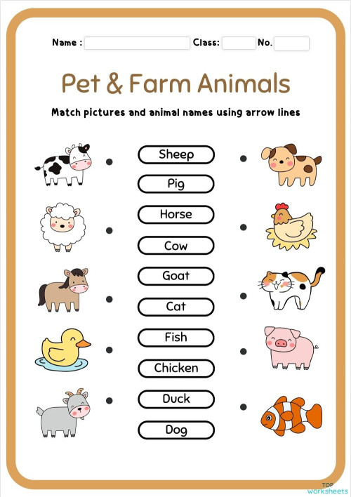 Pet & Farm Animals. Interactive worksheet | TopWorksheets