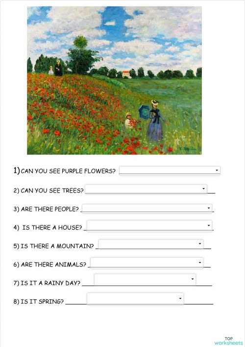 FIELD OF POPPIES 5TH. Interactive worksheet | TopWorksheets