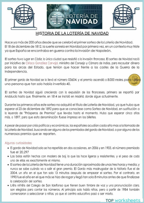 Loteria de Navidad. Ficha interactiva | TopWorksheets