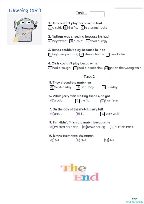April 10_Listening / GR1. Interactive worksheet | TopWorksheets