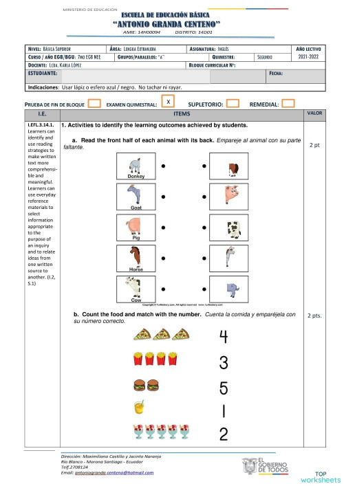 FINAL EXAM 7th grade Jordy Molina. Interactive worksheet | TopWorksheets