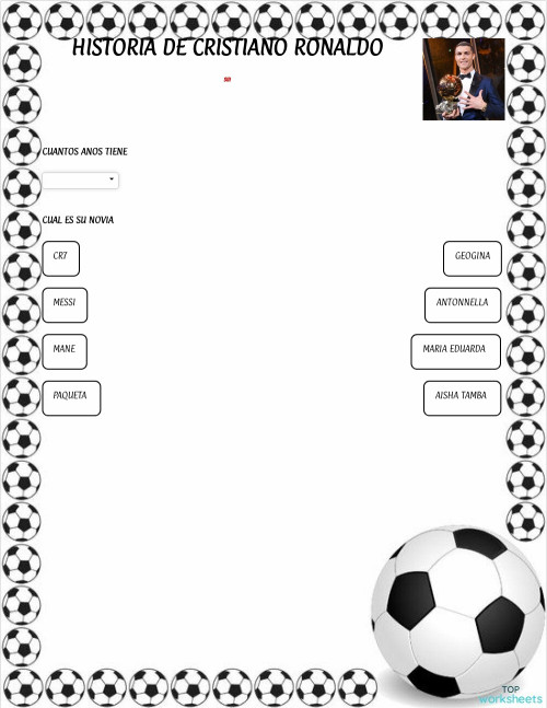 HISTORIA DE CRISTIANO RONALDO. Ficha interactiva | TopWorksheets