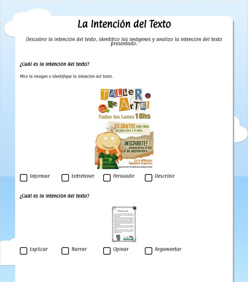 La Intención del Texto. Ficha interactiva | TopWorksheets