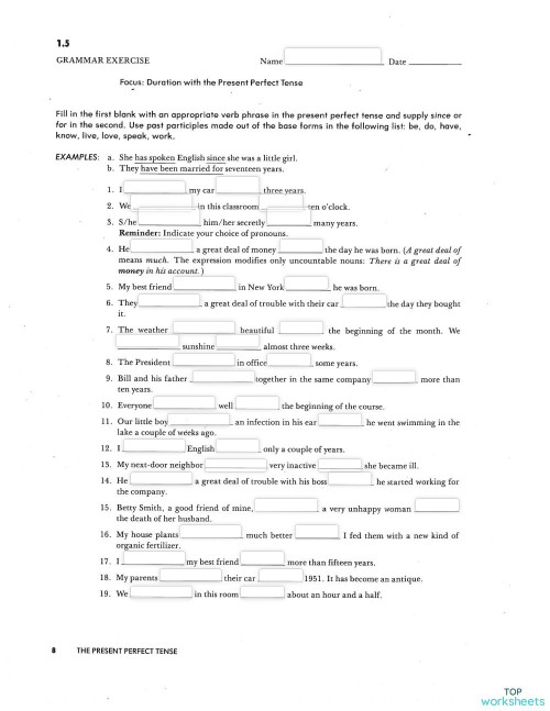 Present Perfect Pratice. Interactive worksheet | TopWorksheets