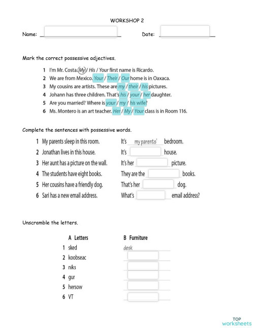 UNIT 3 - WORKSHOP 2 TASK. Interactive worksheet | TopWorksheets