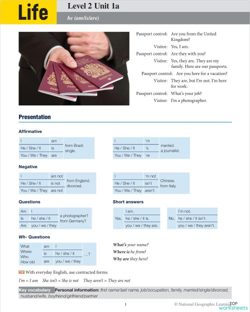 NEO - Life 2 - Unit 1A Grammar worksheets. Interactive worksheet ...
