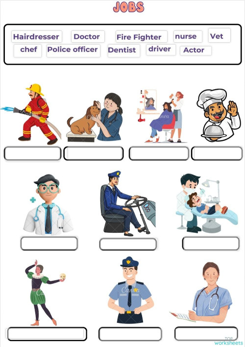 Vocabulary Jobs. Interactive worksheet | TopWorksheets