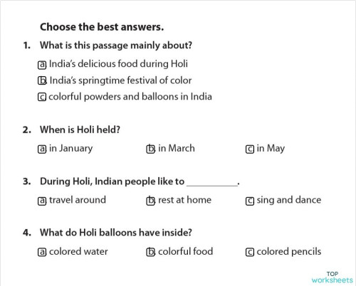 Colorful Spring Festival. Interactive worksheet | TopWorksheets
