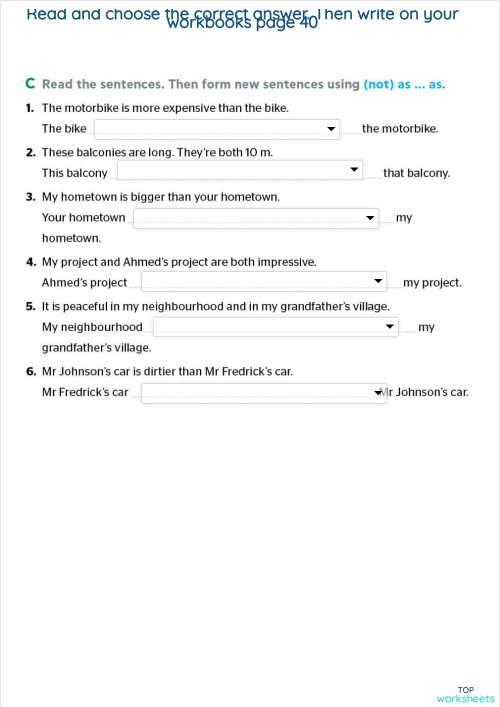3B Grammar ( Comparative form). Interactive worksheet | TopWorksheets