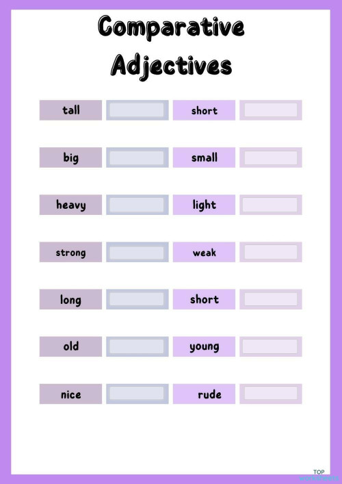 Comparative adjectives. Interactive worksheet | TopWorksheets