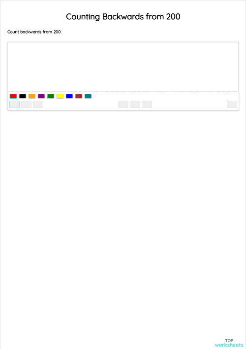 Counting Backwards from 200. Interactive worksheet | TopWorksheets
