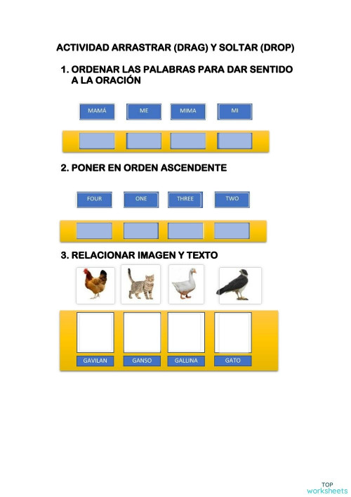 ARRASTRAR ORDENAR. Ficha interactiva | TopWorksheets