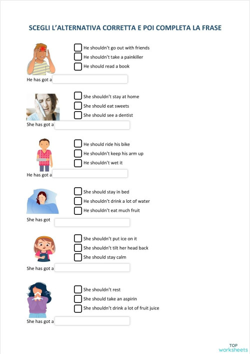 Choose the correct alternative - should/shouldn't. Interactive ...