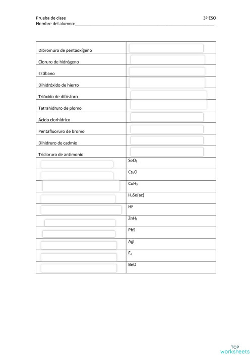 Prueba de clase. Ficha interactiva | TopWorksheets Prueba de clase. Ficha interactiva | TopWorksheets