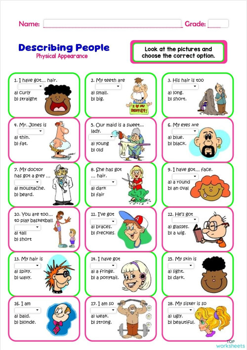 Describing People: interactive worksheets and online exercises ...