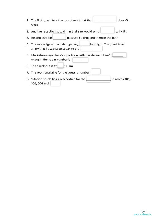 at the reception i012. Interactive worksheet | TopWorksheets