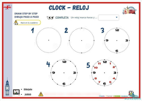 Inglés reloj. Ficha interactiva | TopWorksheets