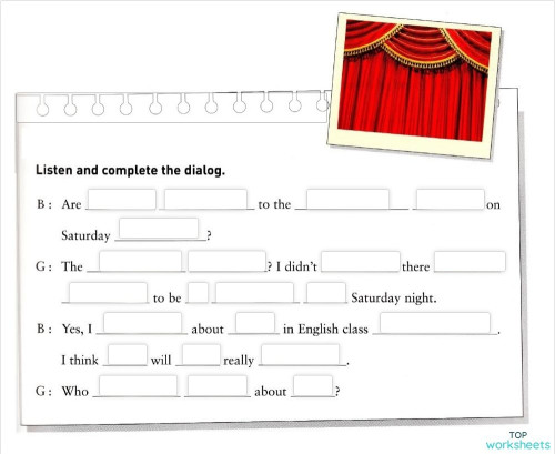 The School Play dictation. Interactive worksheet | TopWorksheets