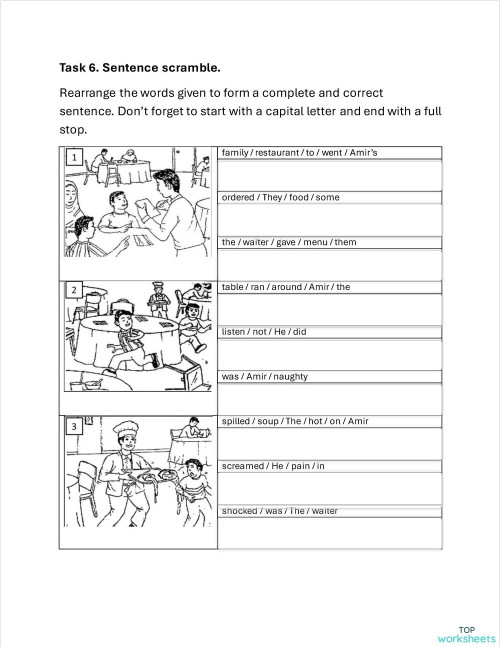 Sentence scramble 6. Interactive worksheet | TopWorksheets