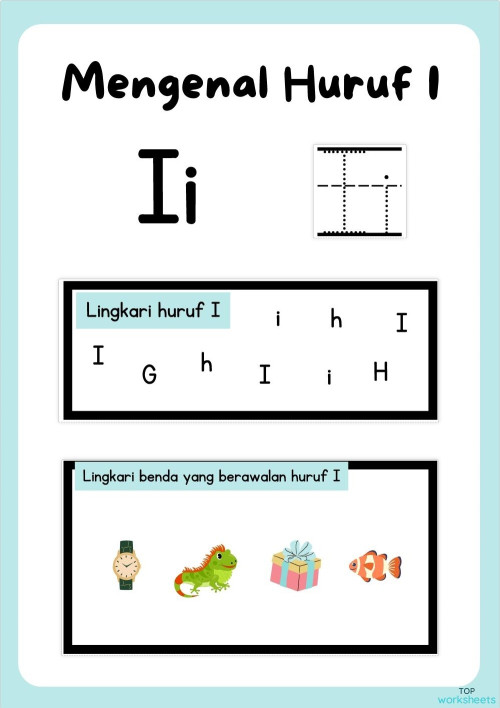 MENULIS HURUF I. Interactive worksheet | TopWorksheets