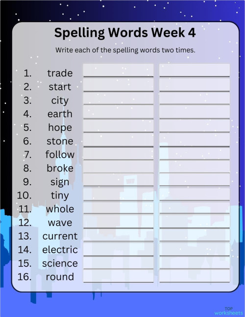 Spelling Words 4.1. Interactive worksheet | TopWorksheets