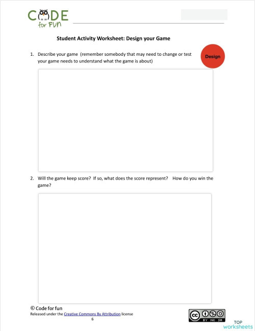 Design a Game. Interactive worksheet | TopWorksheets