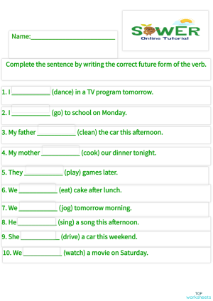 Future form of the verb. Interactive worksheet | TopWorksheets