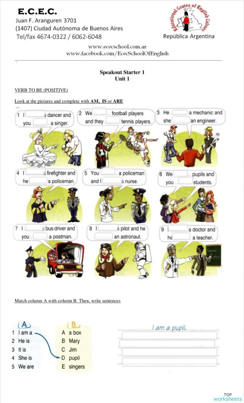 Class 18/2: Verb to be. Interactive worksheet | TopWorksheets