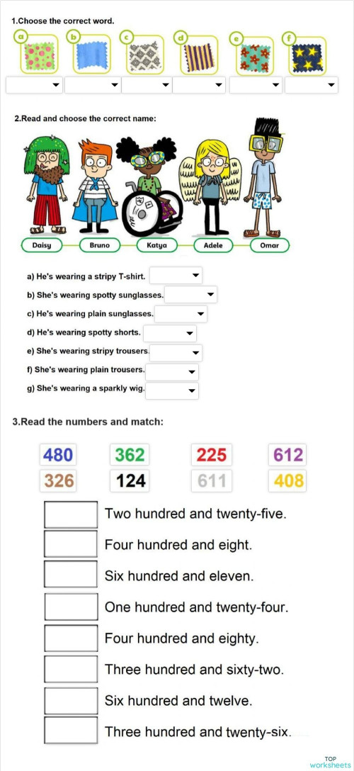 EN3_U3_Dressing_up_numbers. Interactive worksheet | TopWorksheets