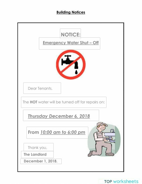 Reading Building Notice. Interactive worksheet | TopWorksheets