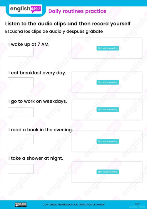 Lesson #18.13 - Daily routines review. Ficha interactiva | TopWorksheets